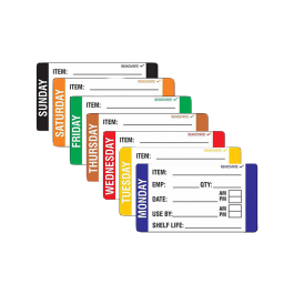 Removrite Colour Coded Day Labels 49mm x 82mm Full Week Pack Monday To ...